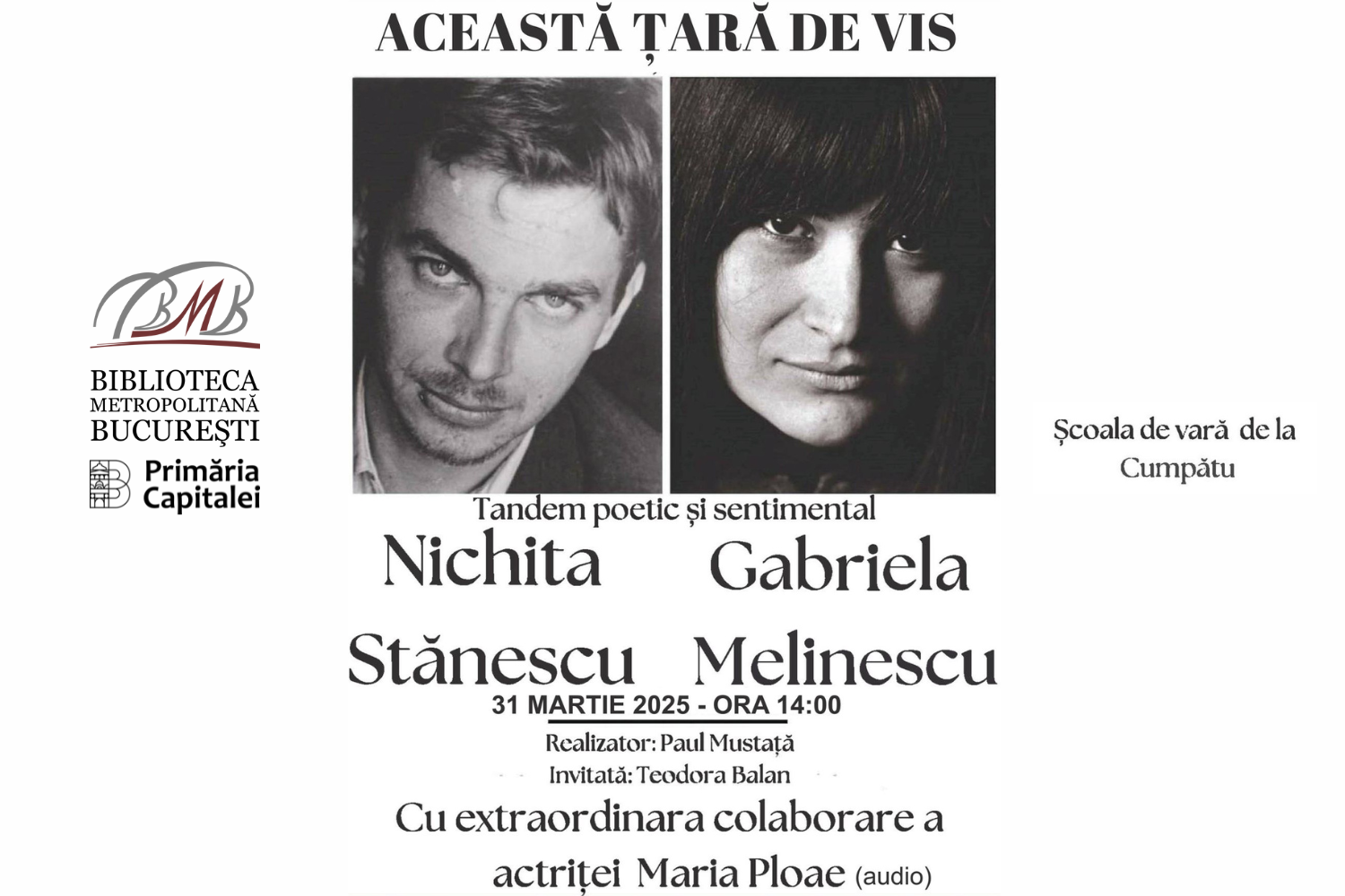 „Această țară de vis” - eveniment cu ocazia zilei de naștere a poetului Nichita Stănescu ...